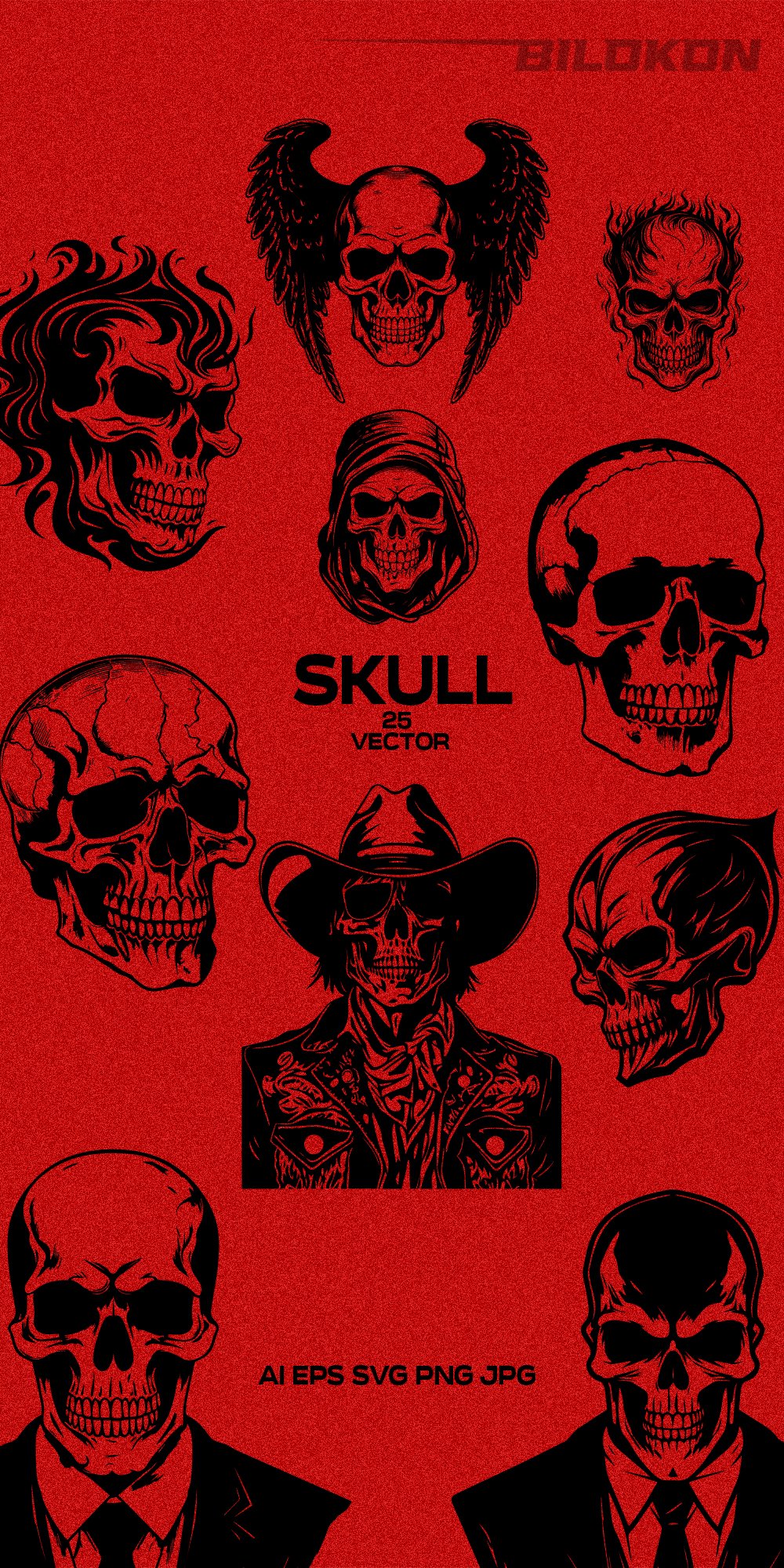 Skull Vector Design, Human Skull, SVG Bundle