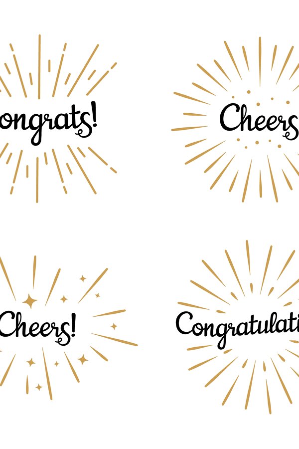 Congratulations lettering. Congrats label, cheers celebratio