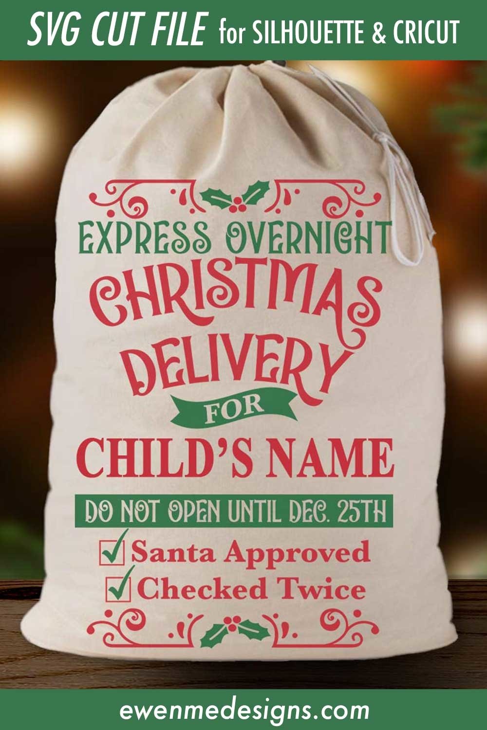 Express Overnight Christmas Delivery SVG | Santa Sack SVG