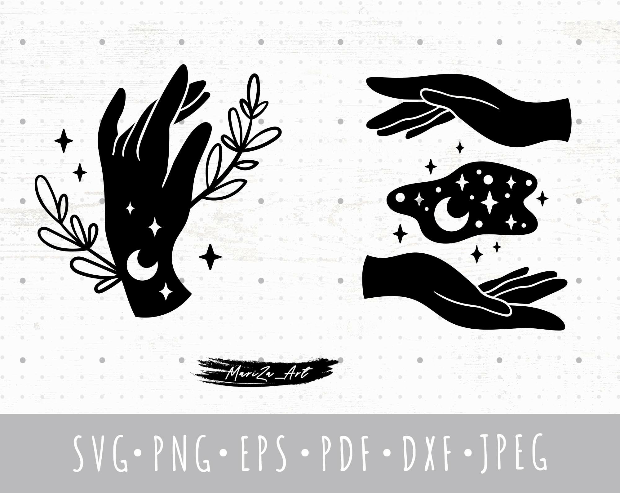 Witch hands boho mystic SVG PNG set