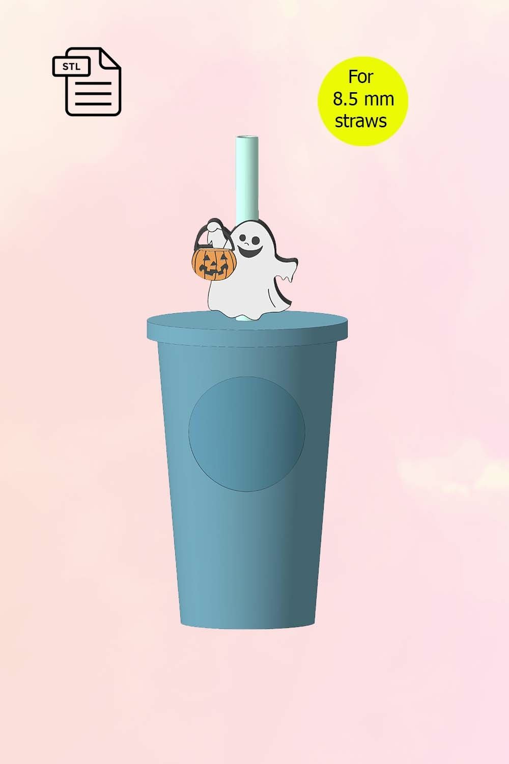Ghost, Halloween Straw Topper, STL File for 3d printing