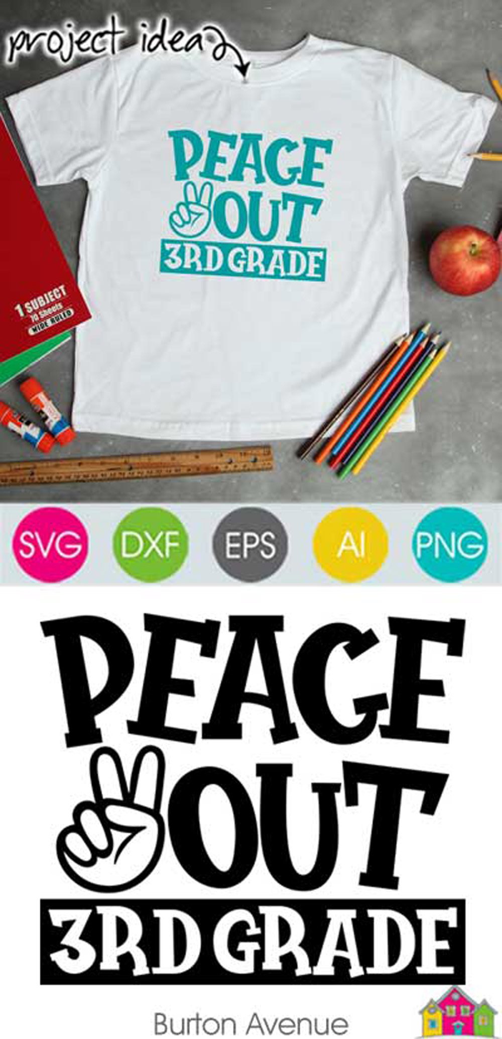 Peace Out 3rd Grade SVG | Last Day of School SVG File