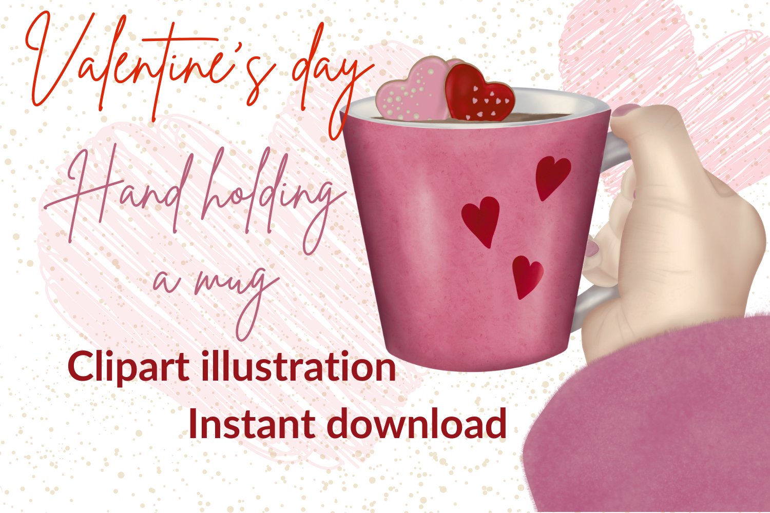 Hand holding a mug clipart- Valentine's day clipart