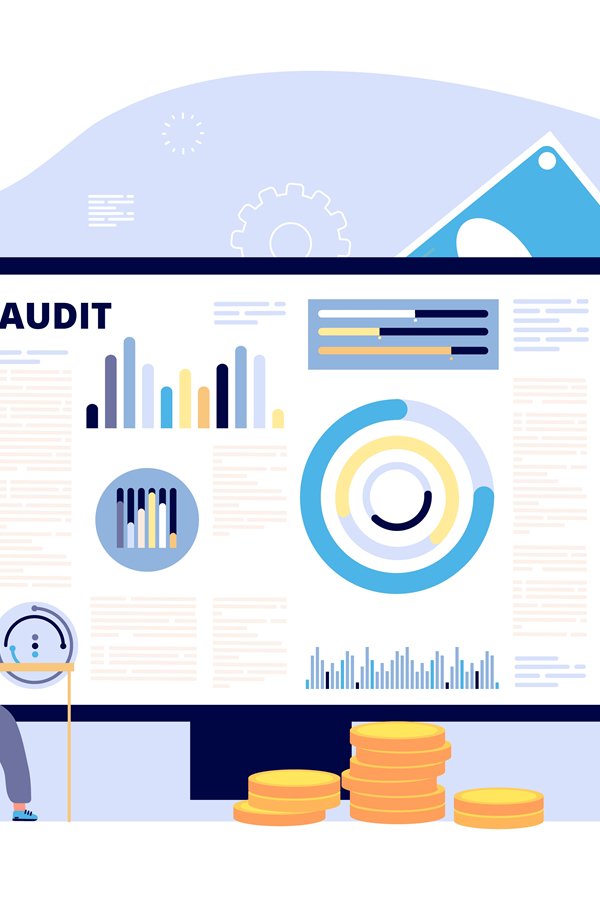 Financial audit concept. Business strategies, risk inspect.