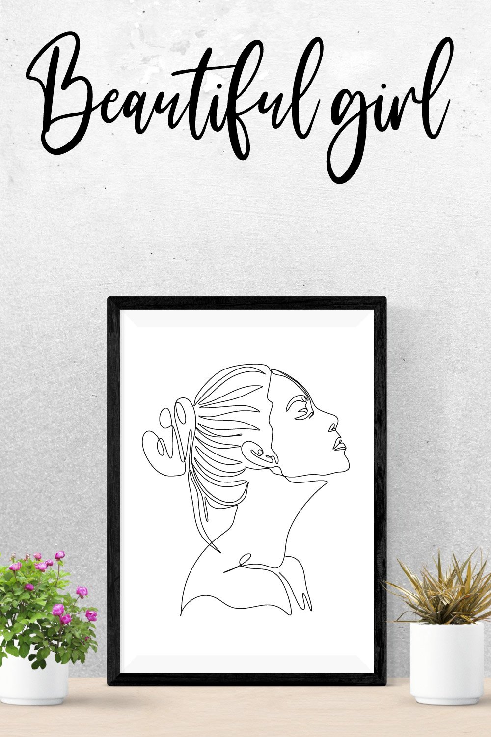 Beautiful girl line art illustration SVG/PNG. Female image