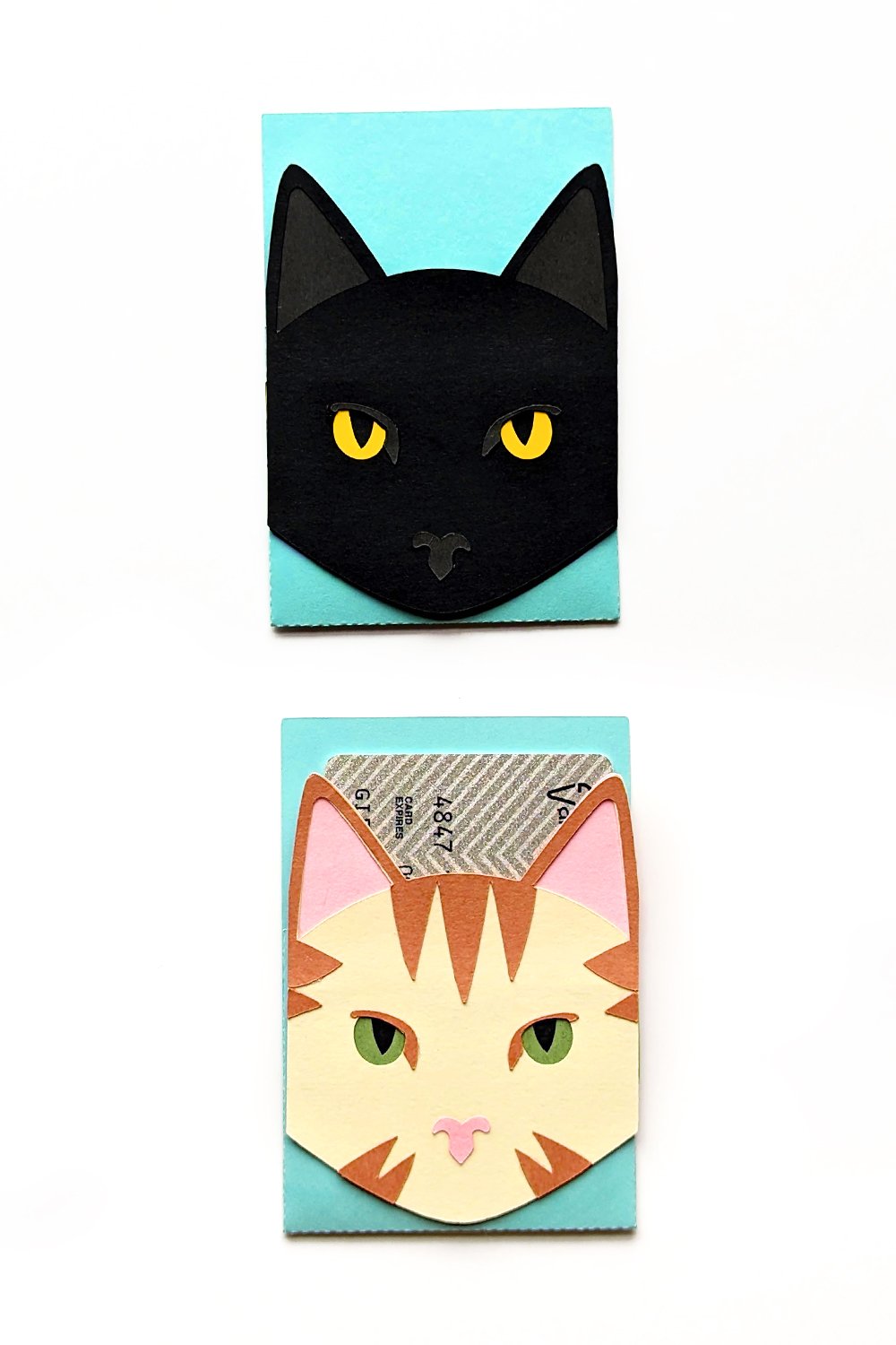 Realistic Cat Face Gift Card Holder SVG File