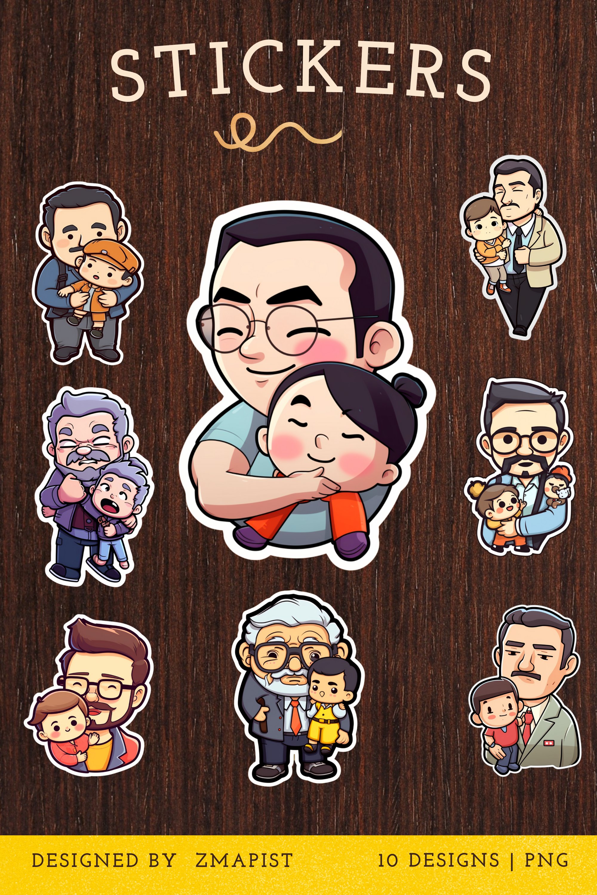 Father and Son Stickers | Dad and Me | 10 Stickers | PNG