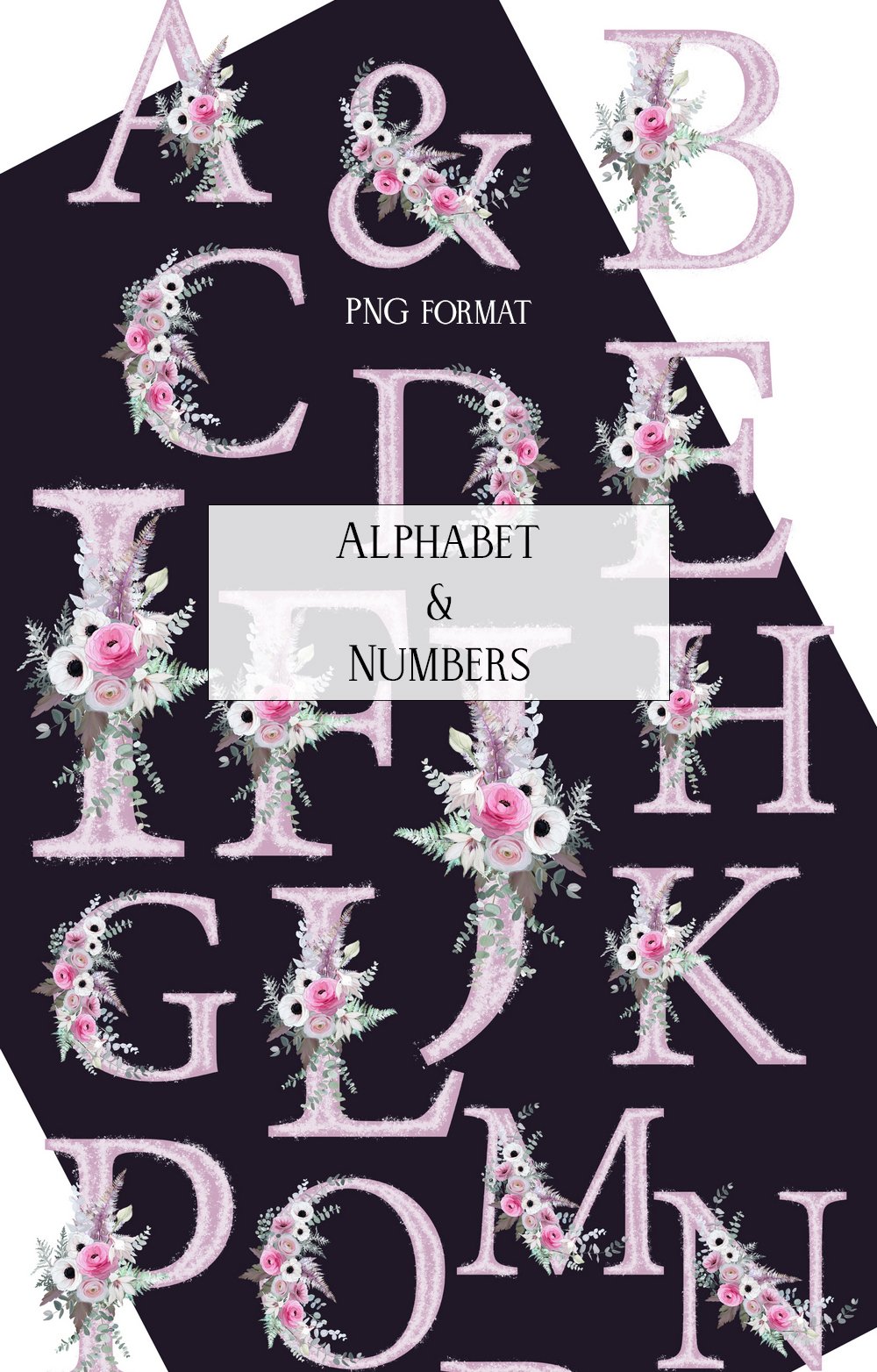 Floral Alphabet & Numbers Clipart Bundle