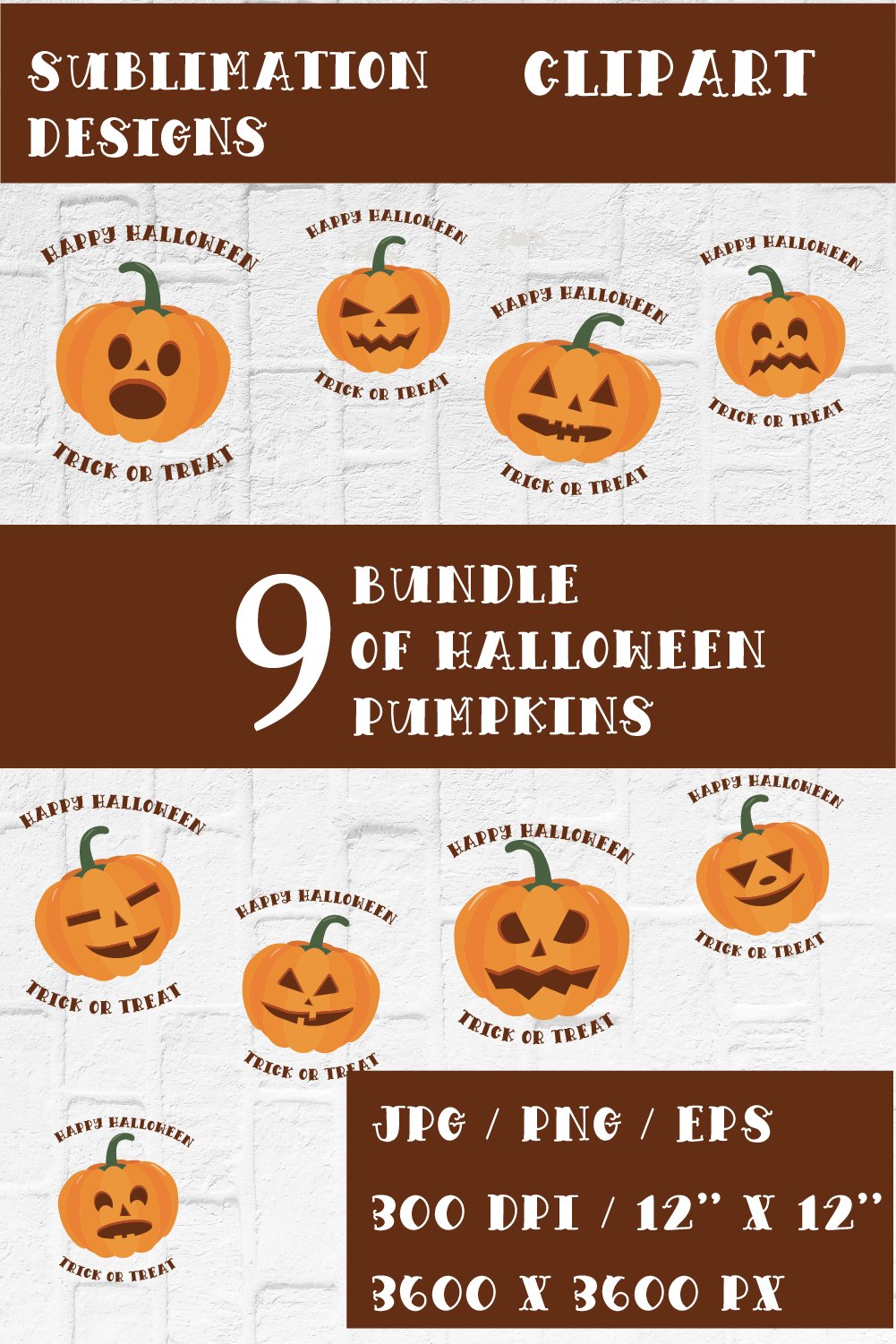 Halloween Bundle. Pumpkins Bundle for Sublimation