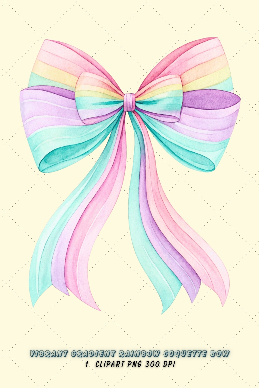 Pastel Rainbow Coquette Bow Clipart PNG