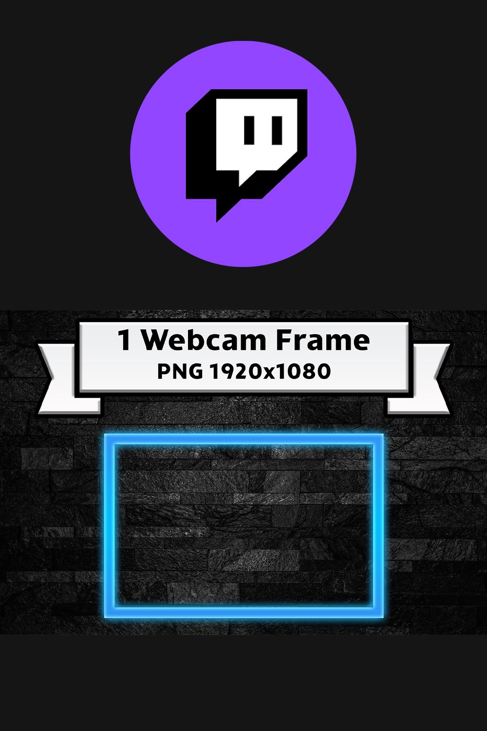 Neon blue twitch webcam frame live-stream overlay