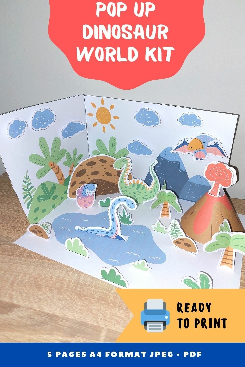 pop up paper craft with dinosaurs