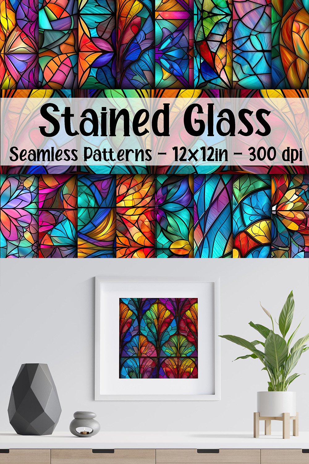 Seamless Stained Glass Digital Paper