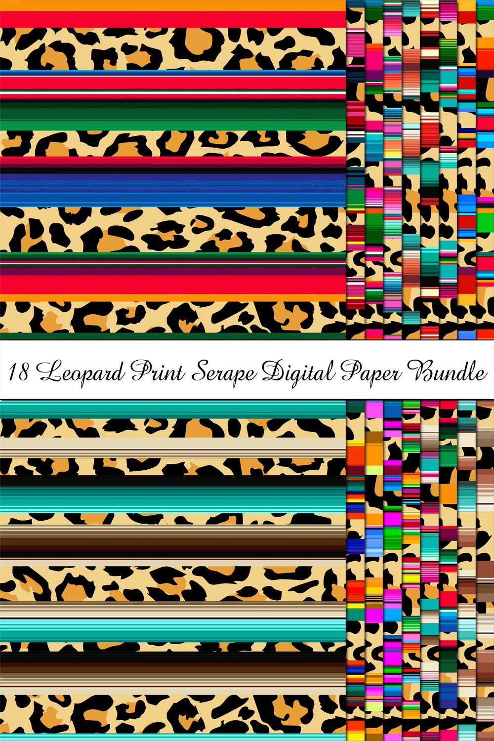 Leopard Print Serape Digital Paper Seamless Pattern Bundle