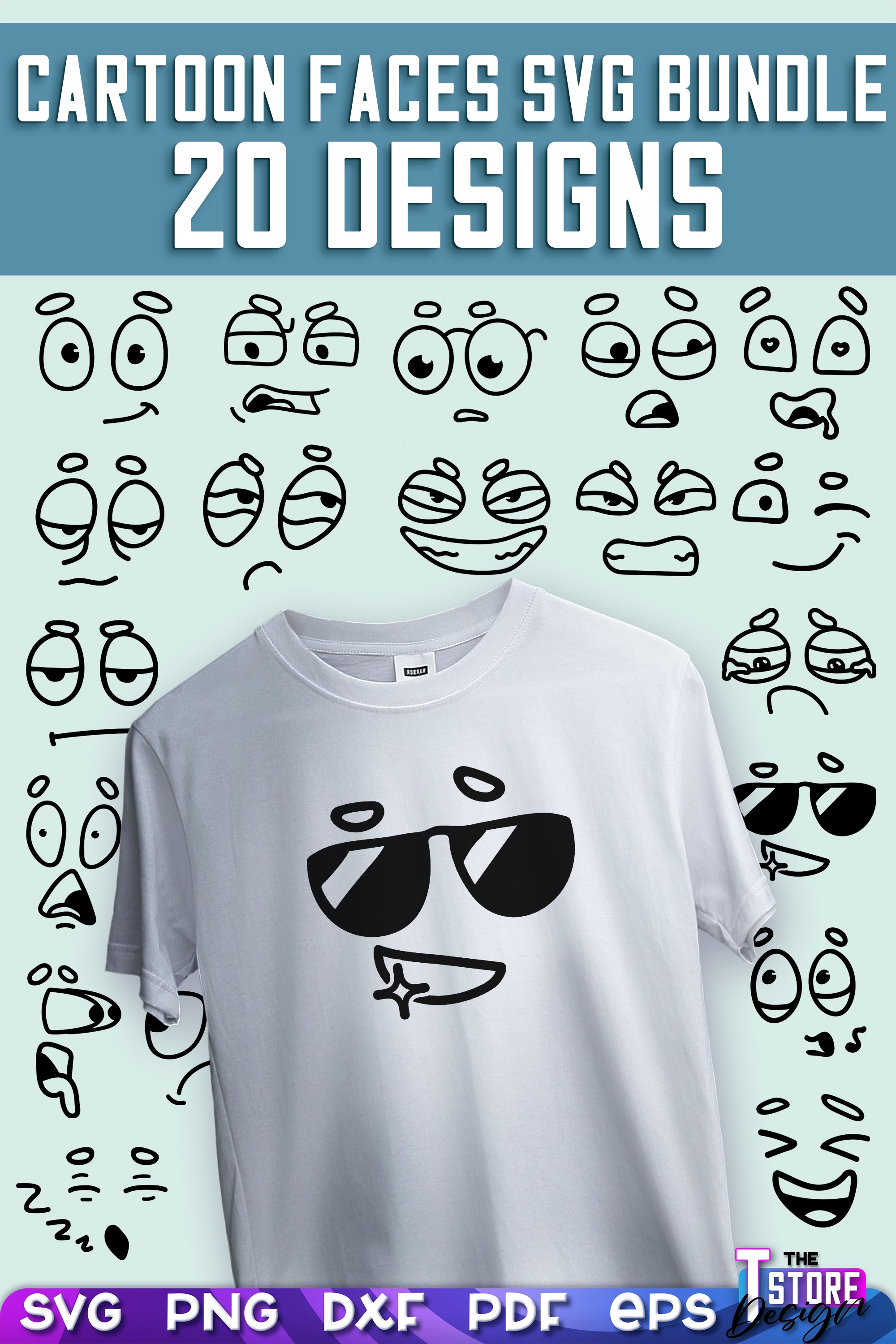 Cartoon Faces SVG Bundle |Cartoon Funny Faces T-Shirt Design