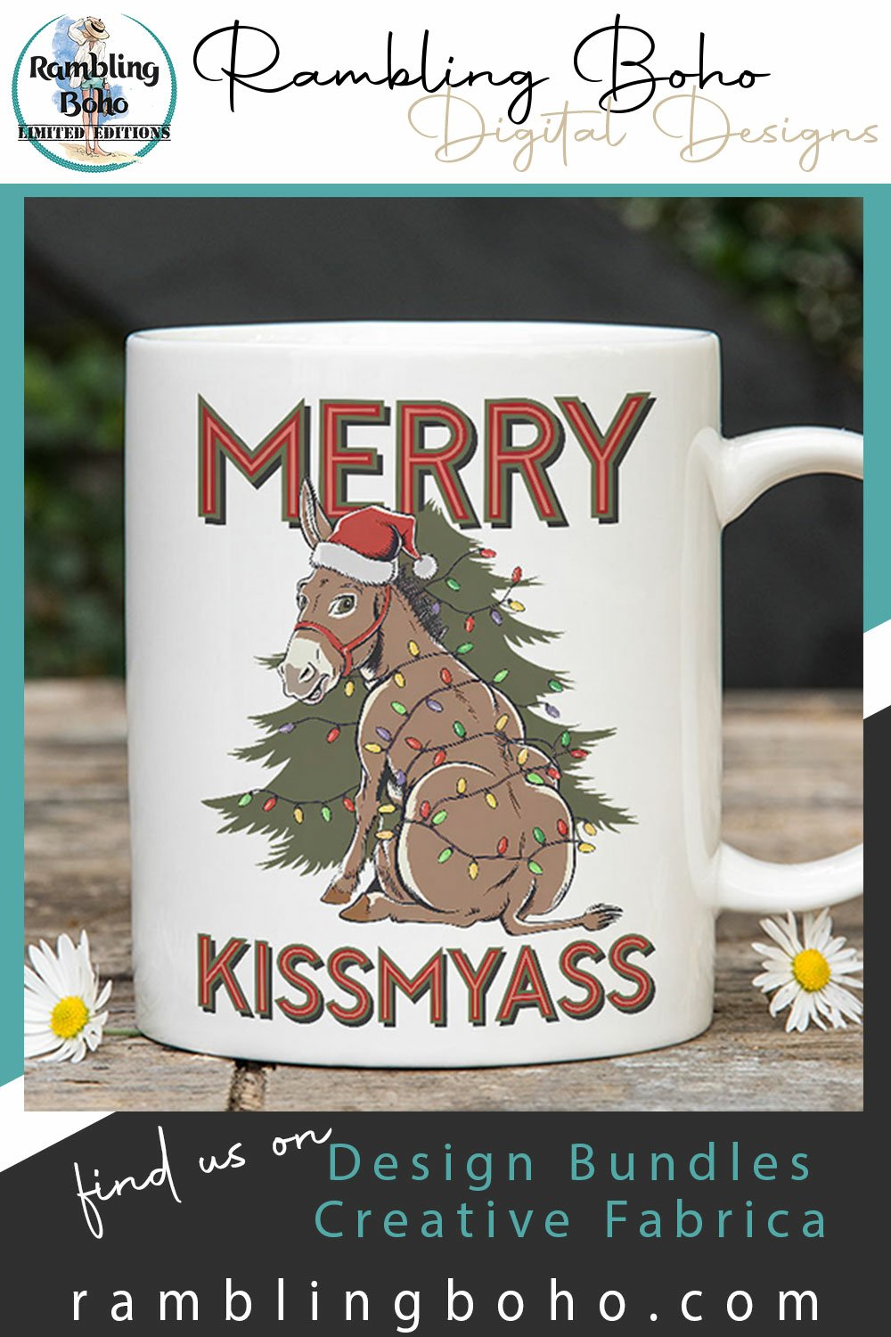 Merry Kissmyass Christmas Sassy Donkey