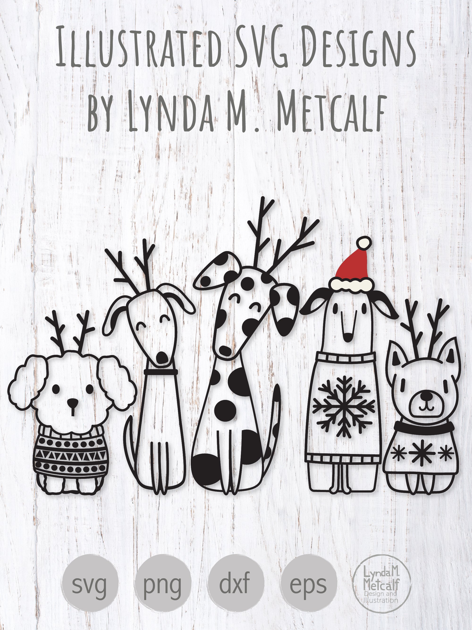 Christmas Dogs Svg, Holiday Dogs Png, Reindeer and Santa Dog