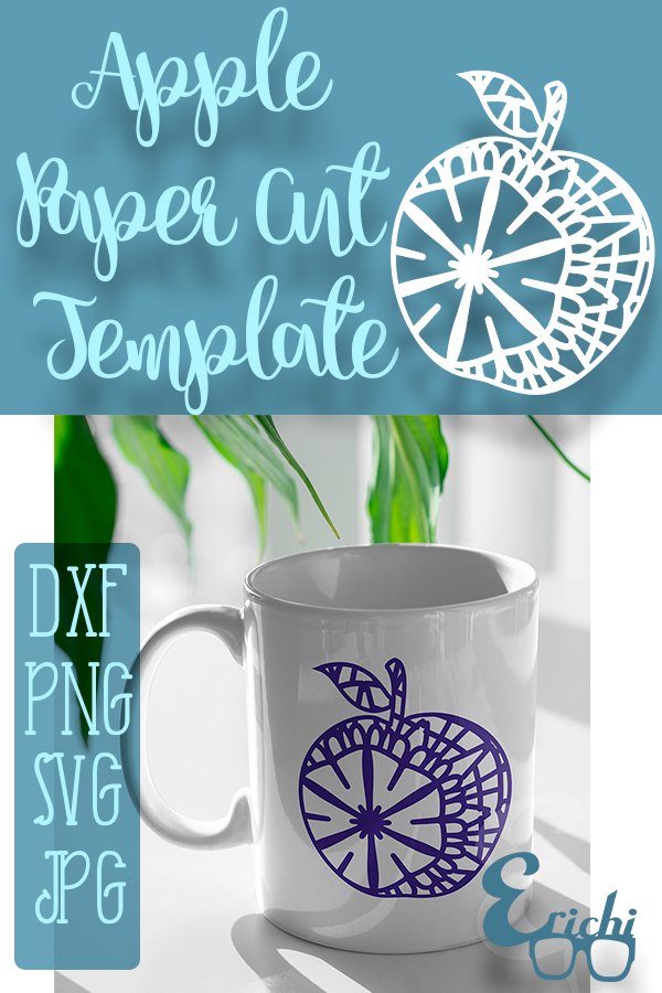 Apple Paper Cut Template SVG, DXF, PNG