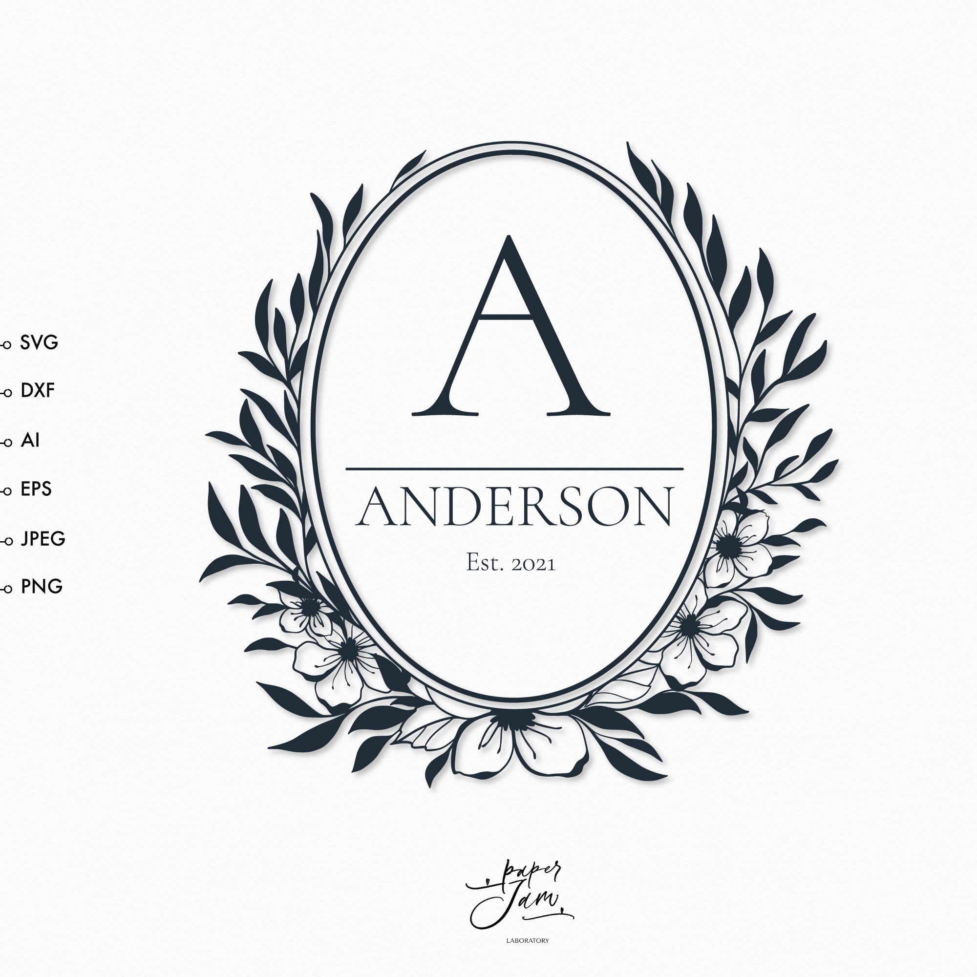 Wedding monogram frame SVG Family monogram floral frame svg
