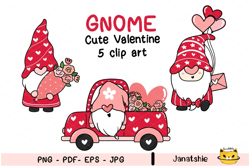 Cute Gnome Valentine clipart Gnome clipart Valentine Clipart