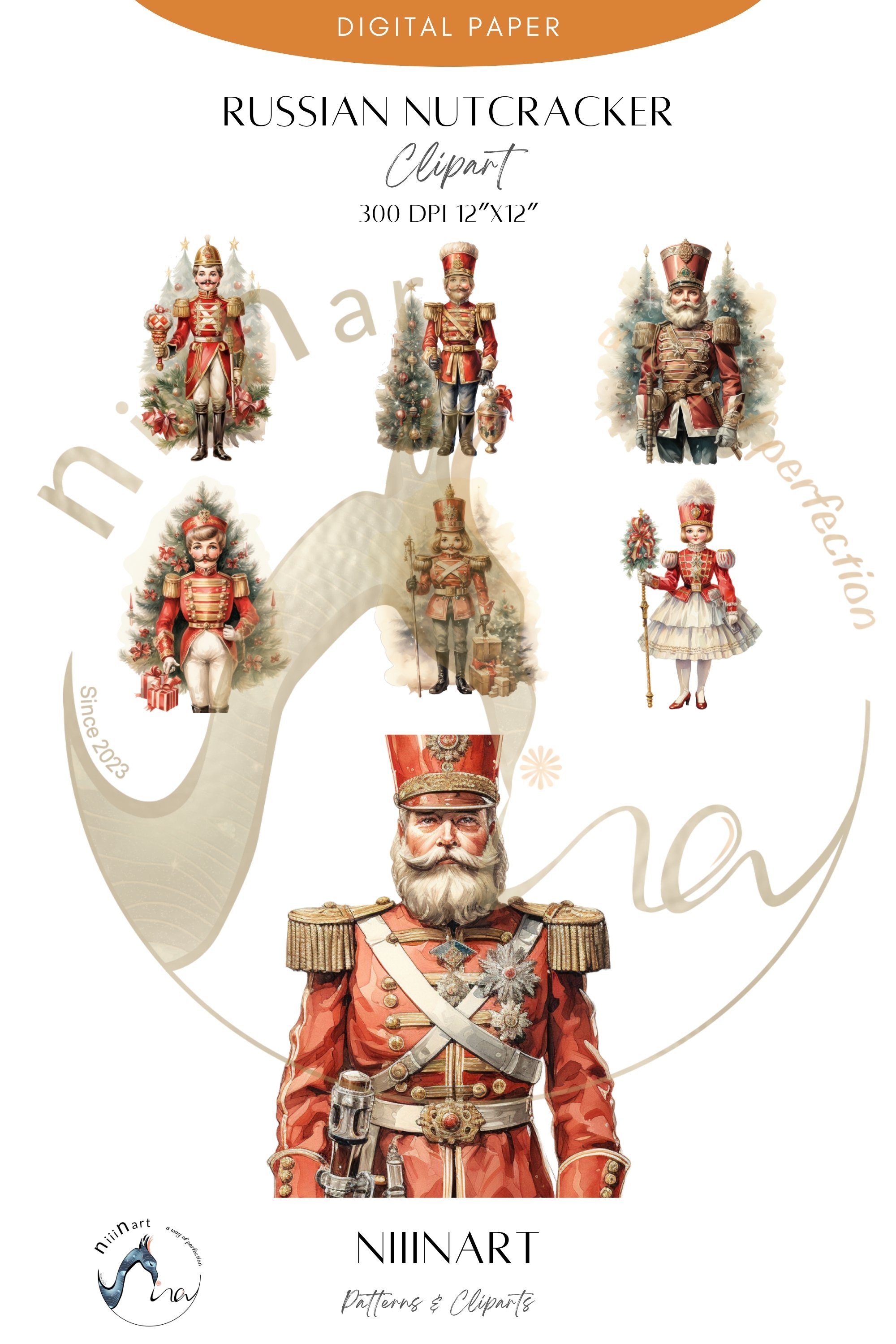 Watercolor Christmas Nutcracker Clipart, (2678964)