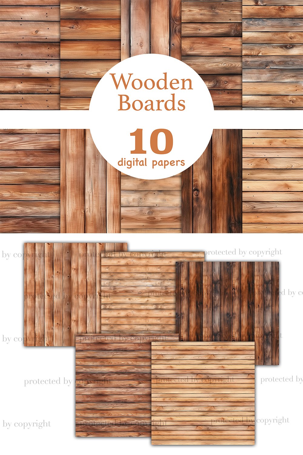 Wooden Boards Digital Papers | Rustic Wood Texture