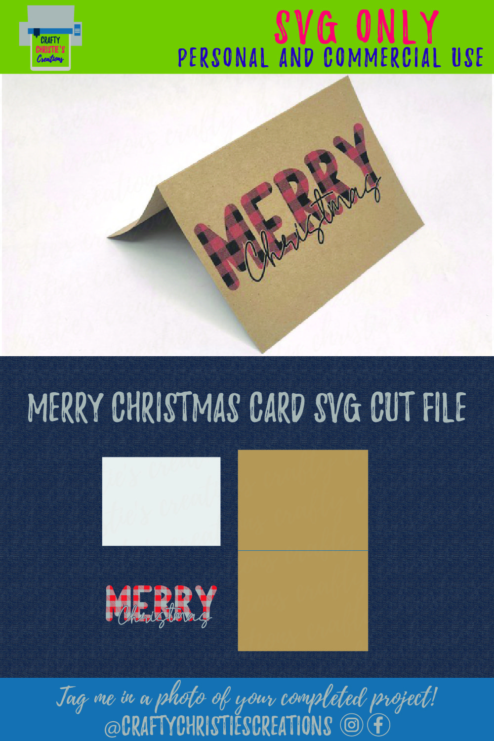 Merry Christmas Card SVG for Cutting Machines