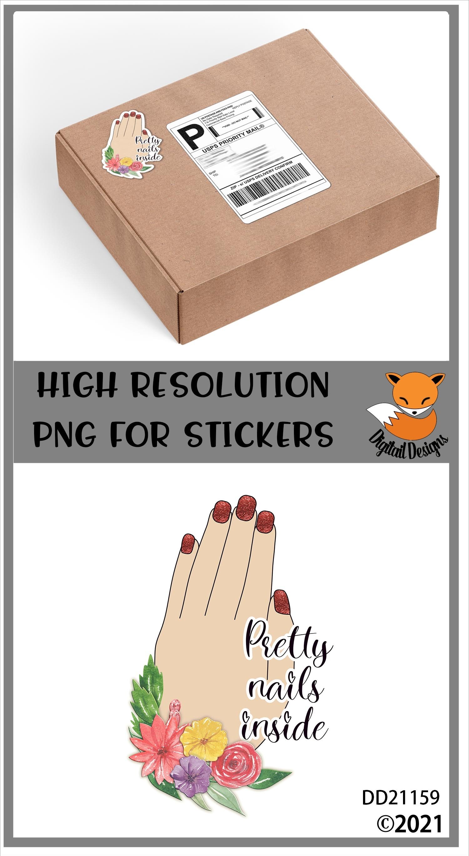Small Business Sticker Pretty Nails Inside Nail Tech PNG