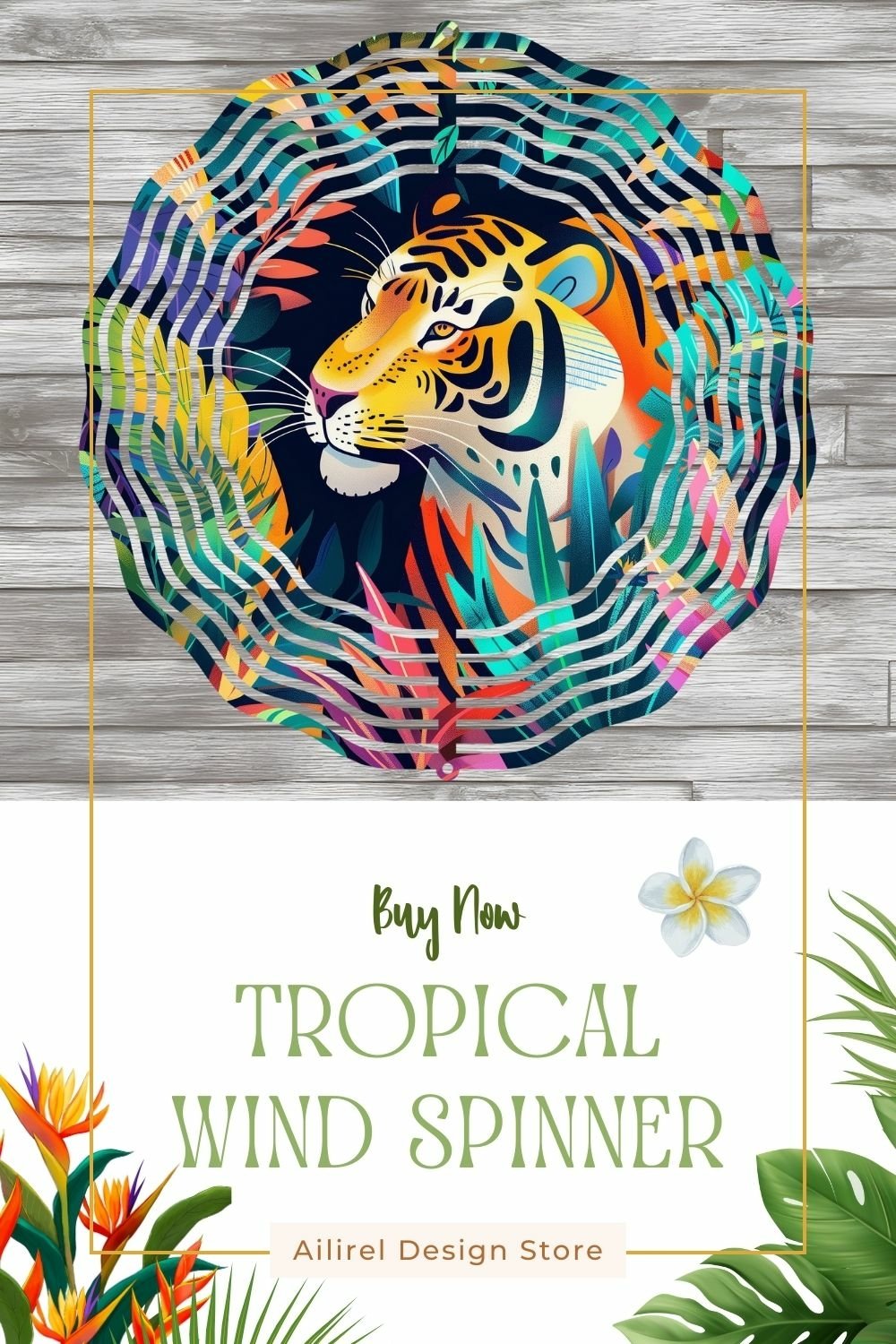 Colorful Tiger Wind Spinner Sublimation Design