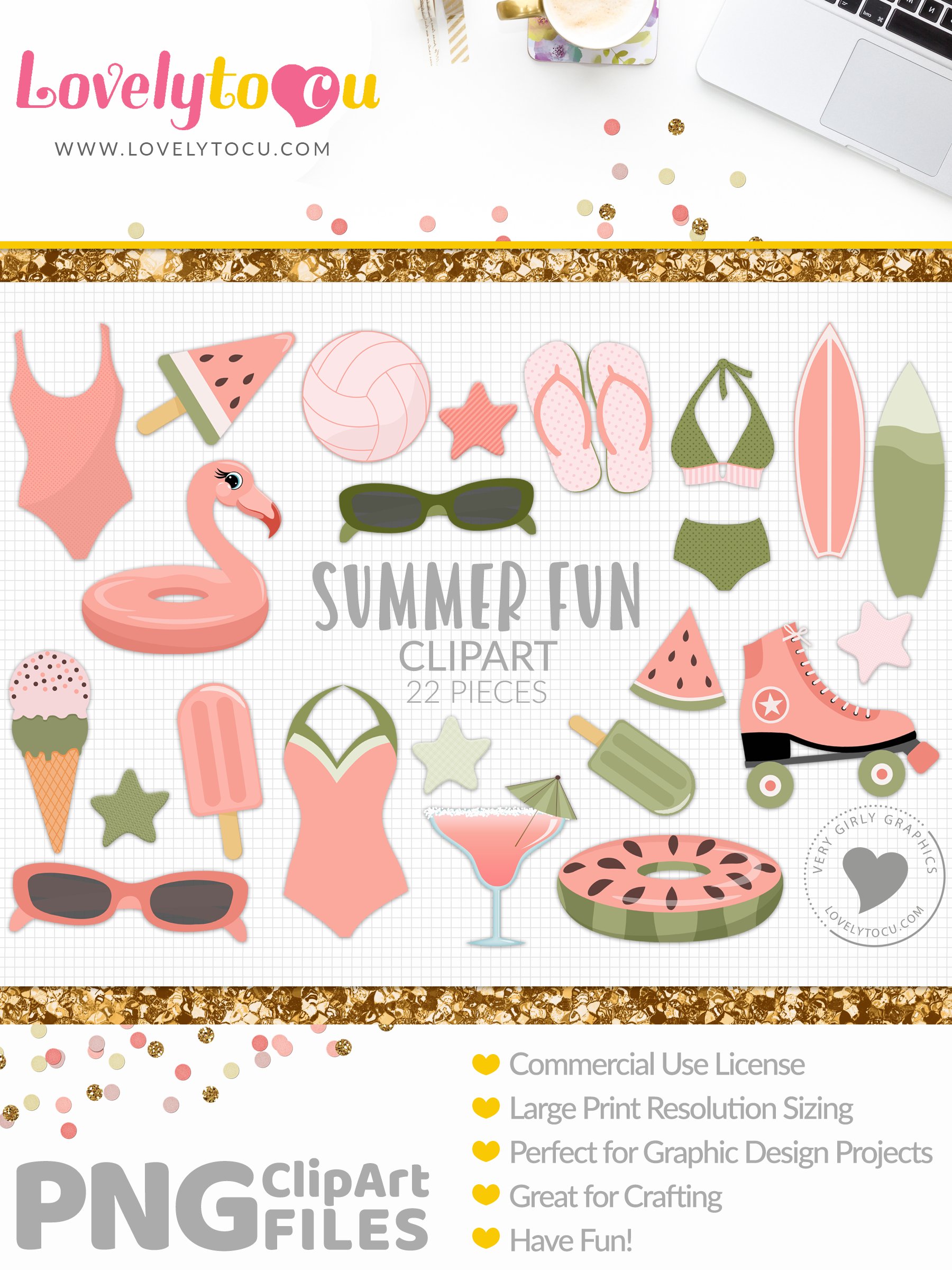 Summer activity fun clipart graphics, poolside, (2079271)