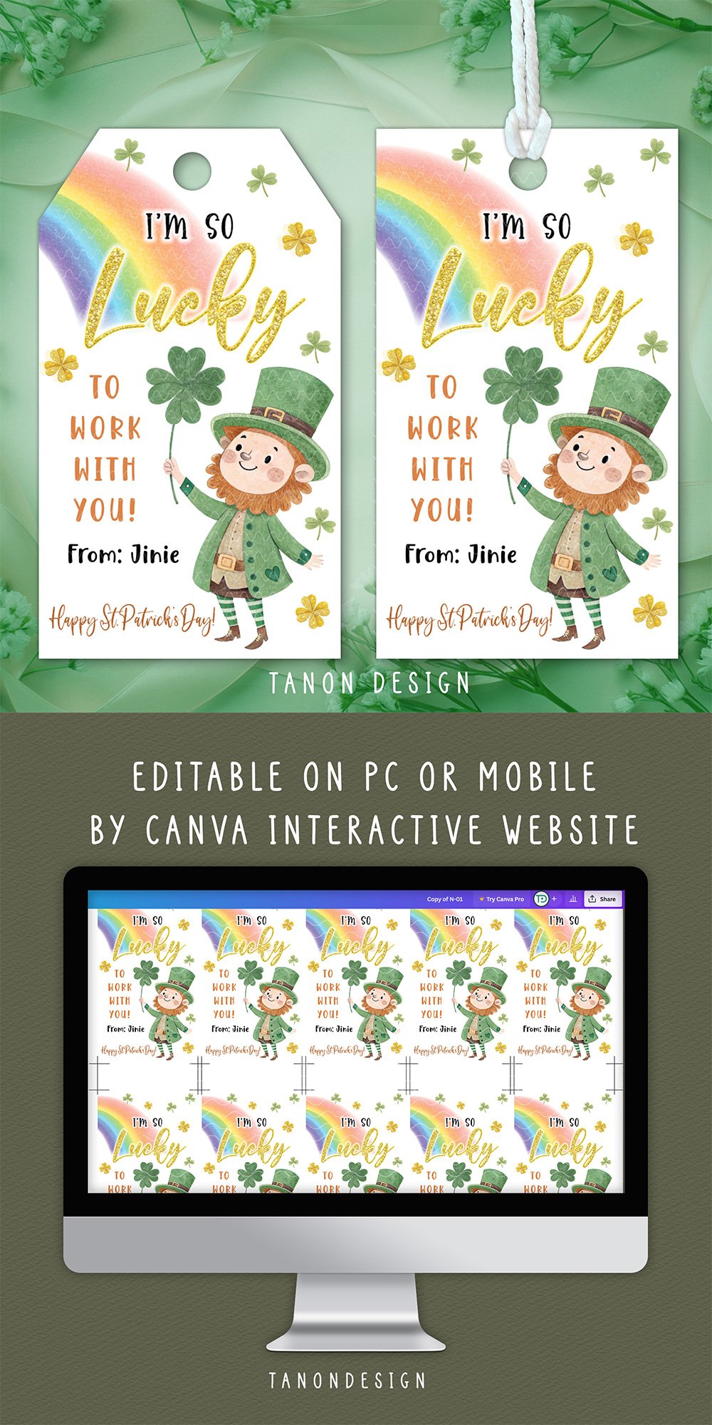 St. Patrick's Day Favor Tags, I'm so Lucky with you