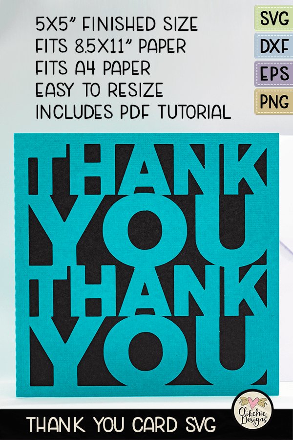Thank You Card SVG - Thanks Card Cutting File, DXF, PNG, EPS