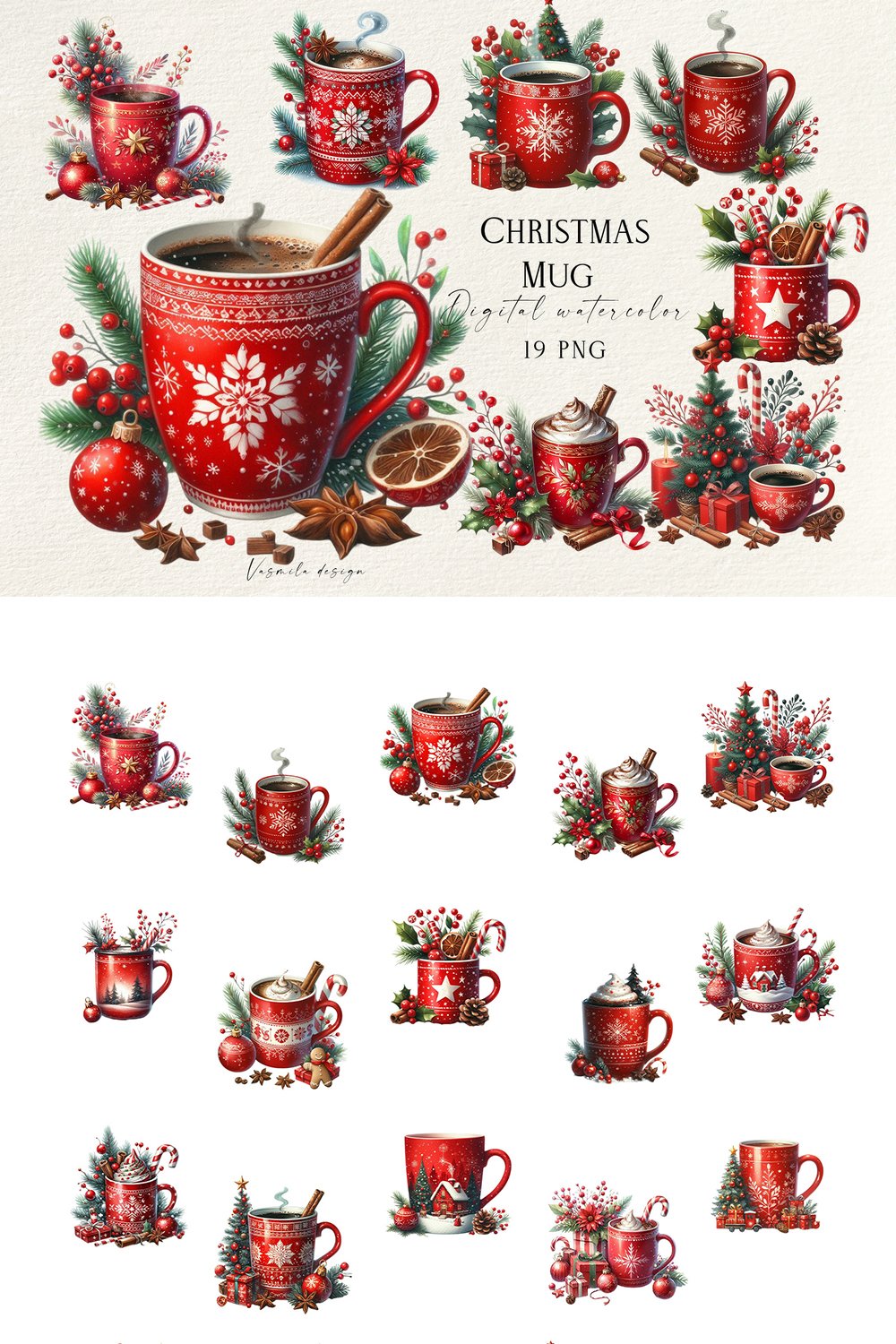 Christmas Red Mug Clipart, Mug PNG Clipart