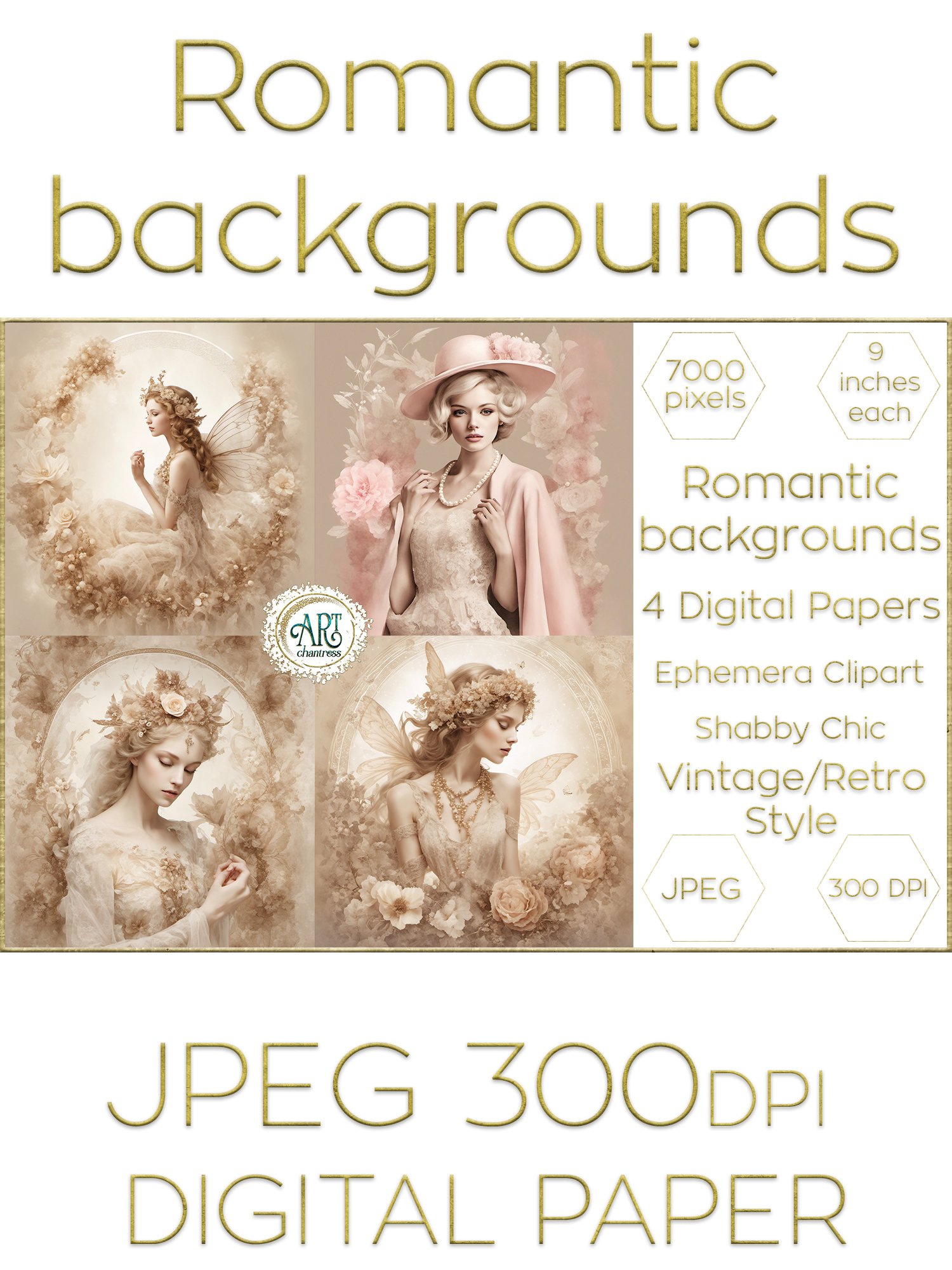 Vintage Scrapbook digital papers soft shabby old (2977219)