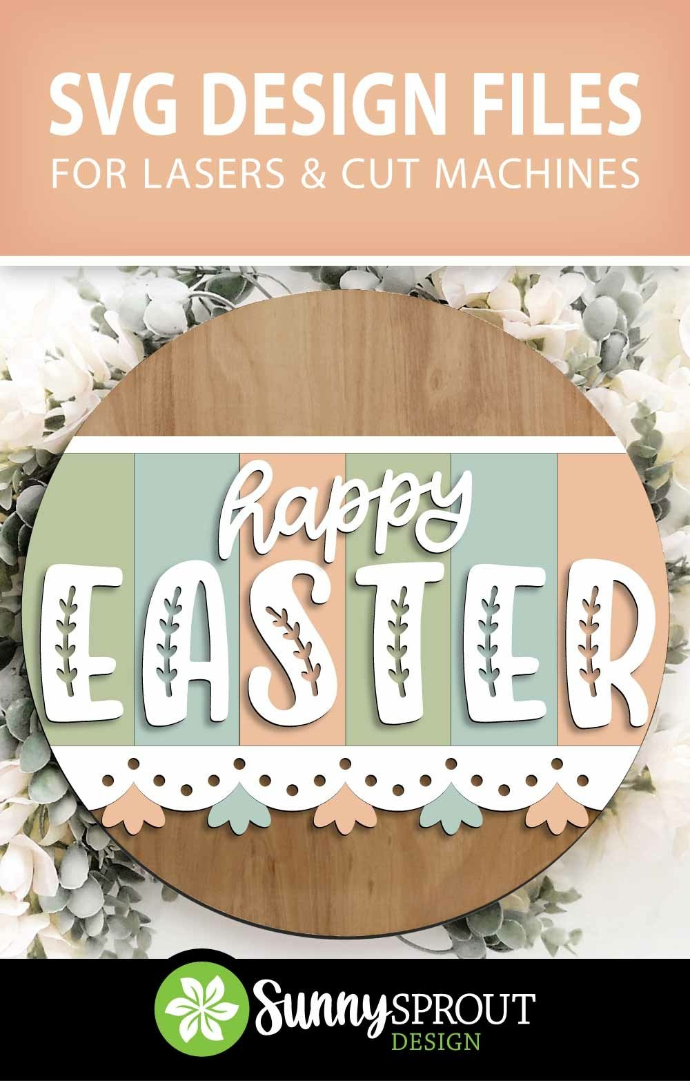 Happy Easter Farmhouse Plank Sign - SVG Laser Cut Files