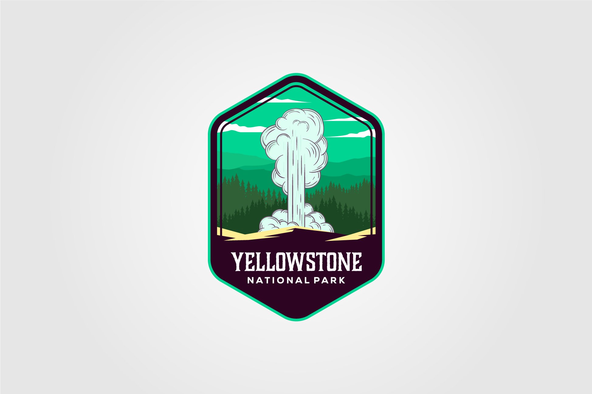 geyser eruption on yellowstone national park logo (1781393)