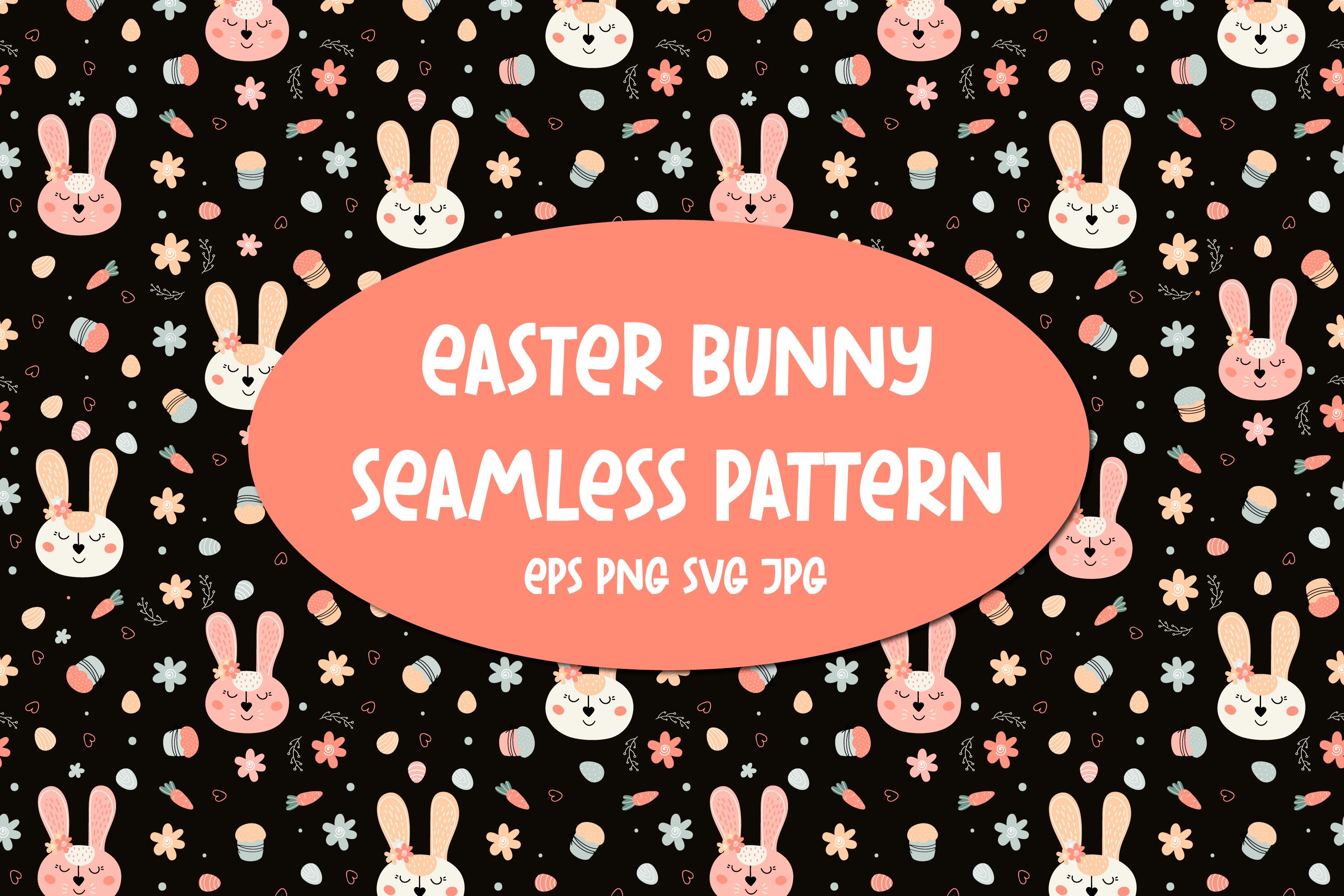Easter bunny seamless pattern. Easter rabbit digital paper