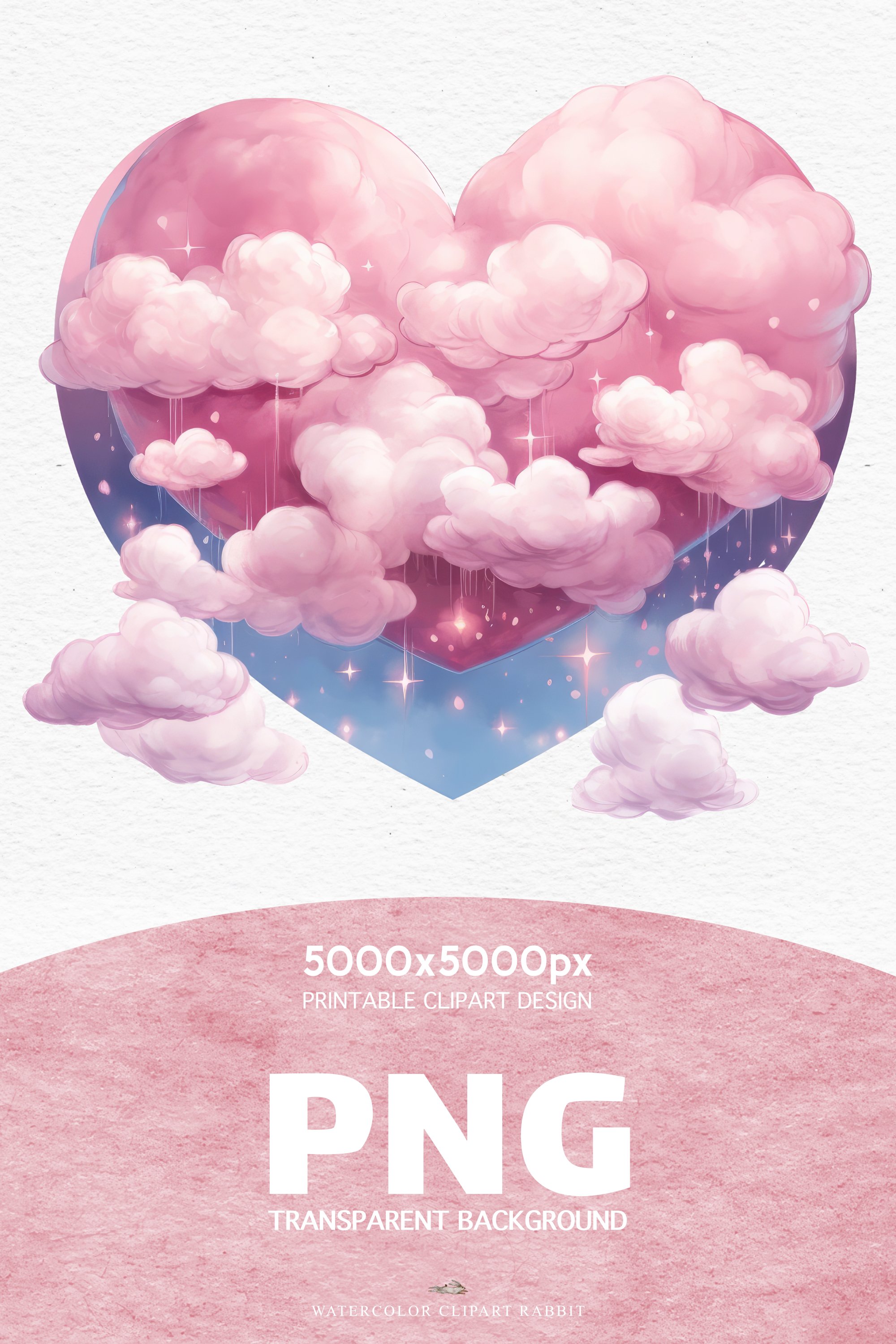 Valentine Day Heart Clouds Clipart Love Landscape PNG Decor