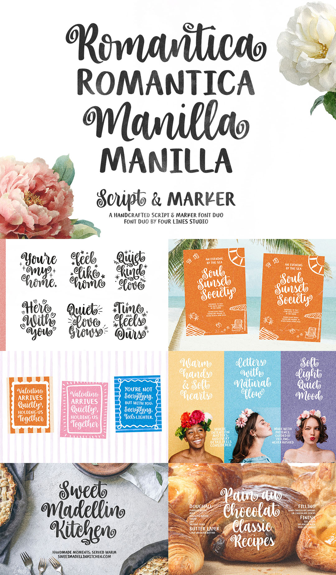 Romantica Manilla A Handcrafted Script and Marker Font Duo