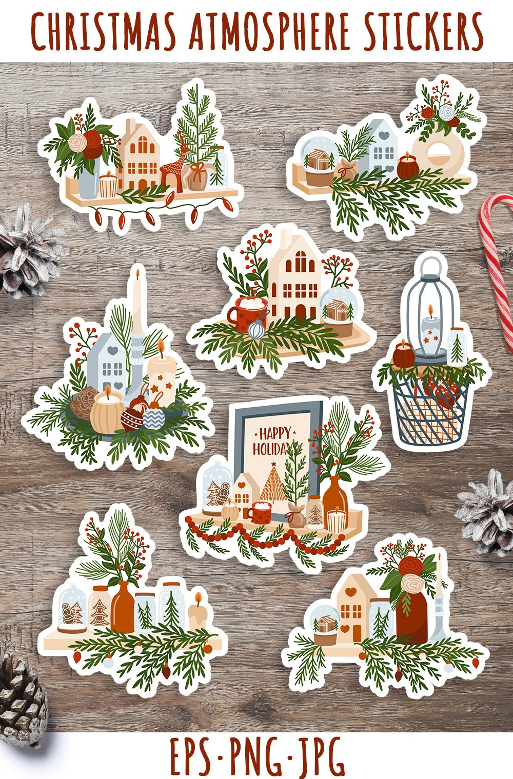 Christmas printable stickers bundle / Christmas stickers PNG