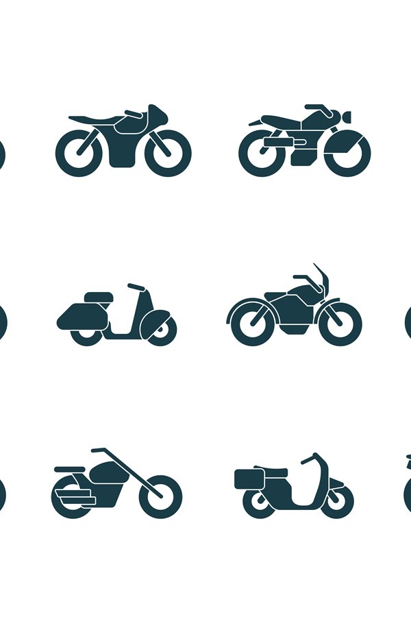Motorcycle silhouettes. Vehicle symbols motorbikes travel cy