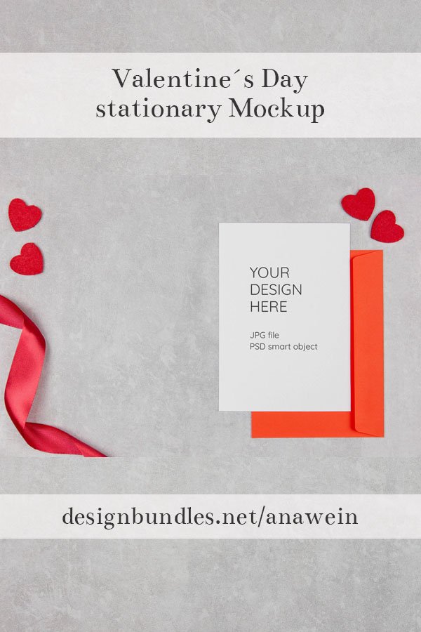 Valentines stationery mockup greeting card flat lay. PSD.