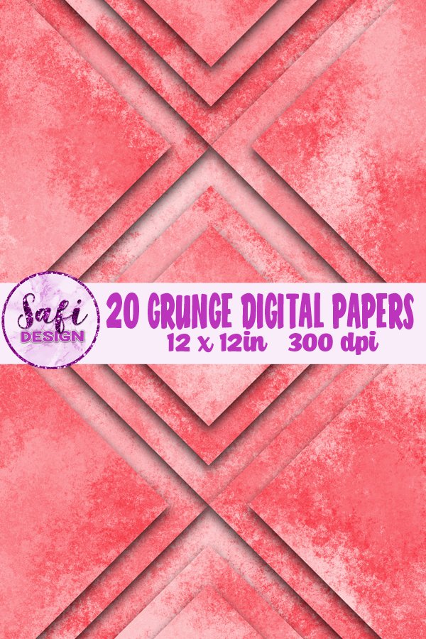 Digital Paper - Red Grunge Backgrounds