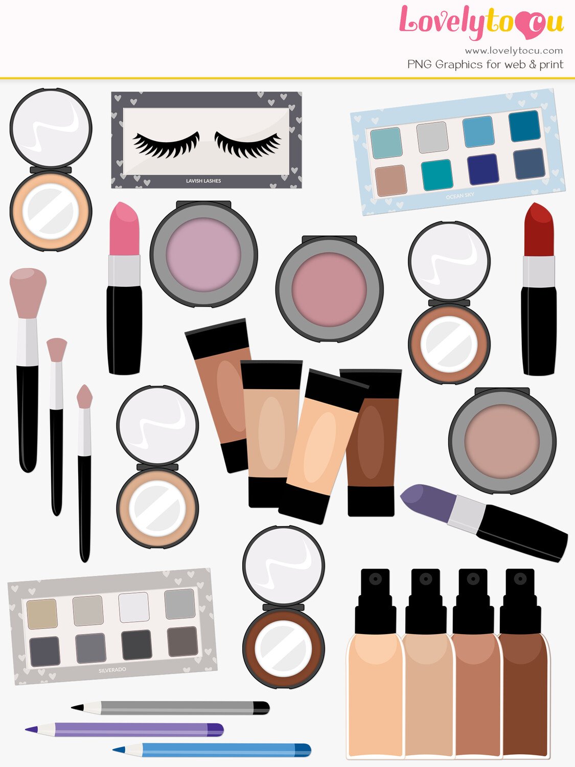 Beauty glamour make-up clipart set (1010617)