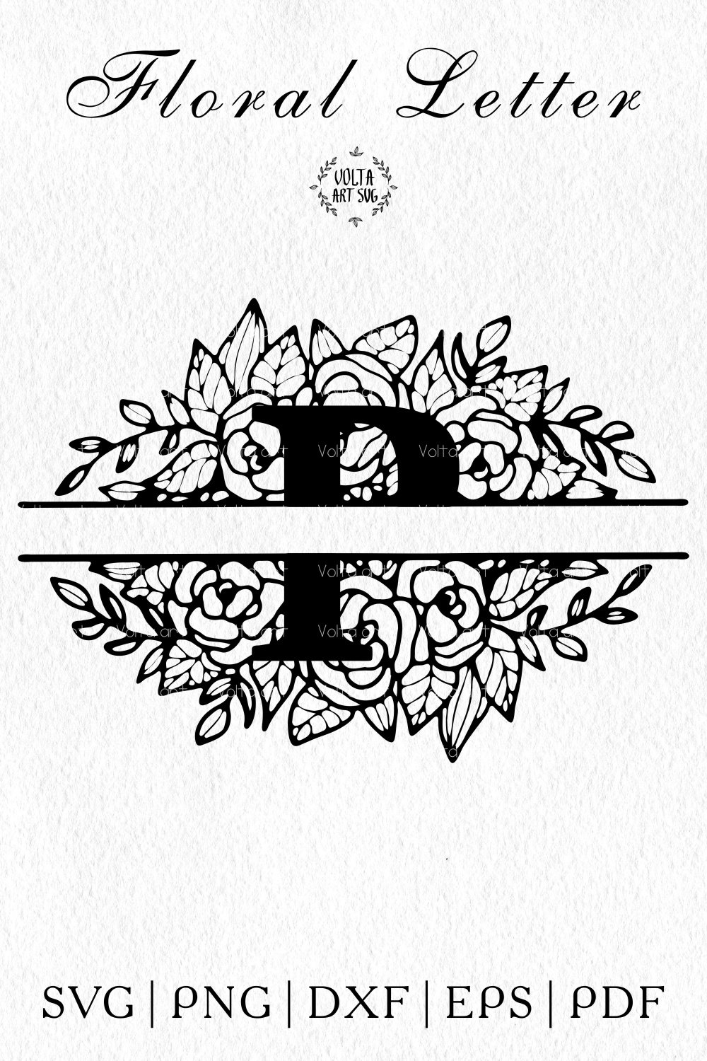 Floral Letter P svg, Flower Letter P, Split Monogram Letter