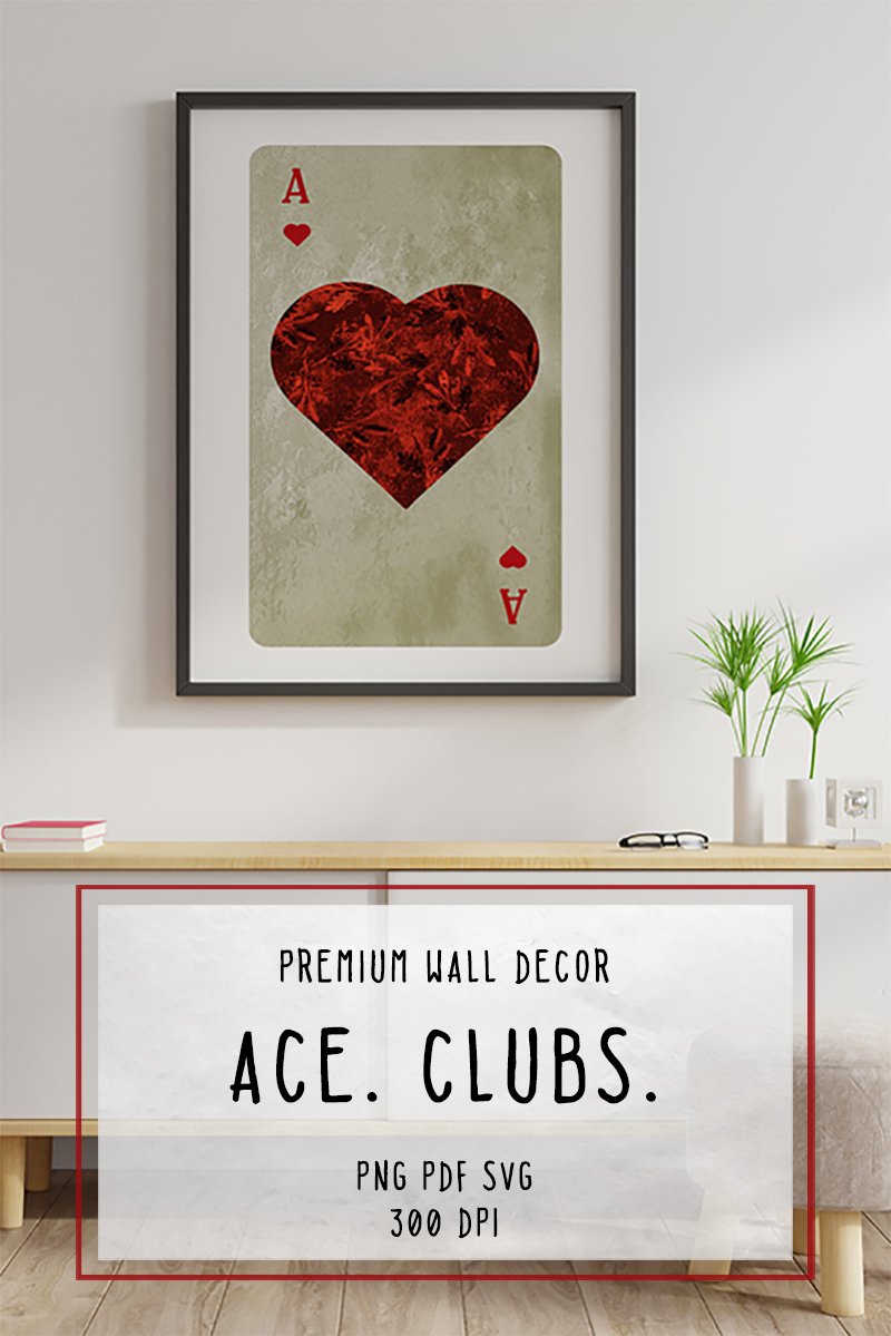 ace of hearts card, ace of hearts design wall art print