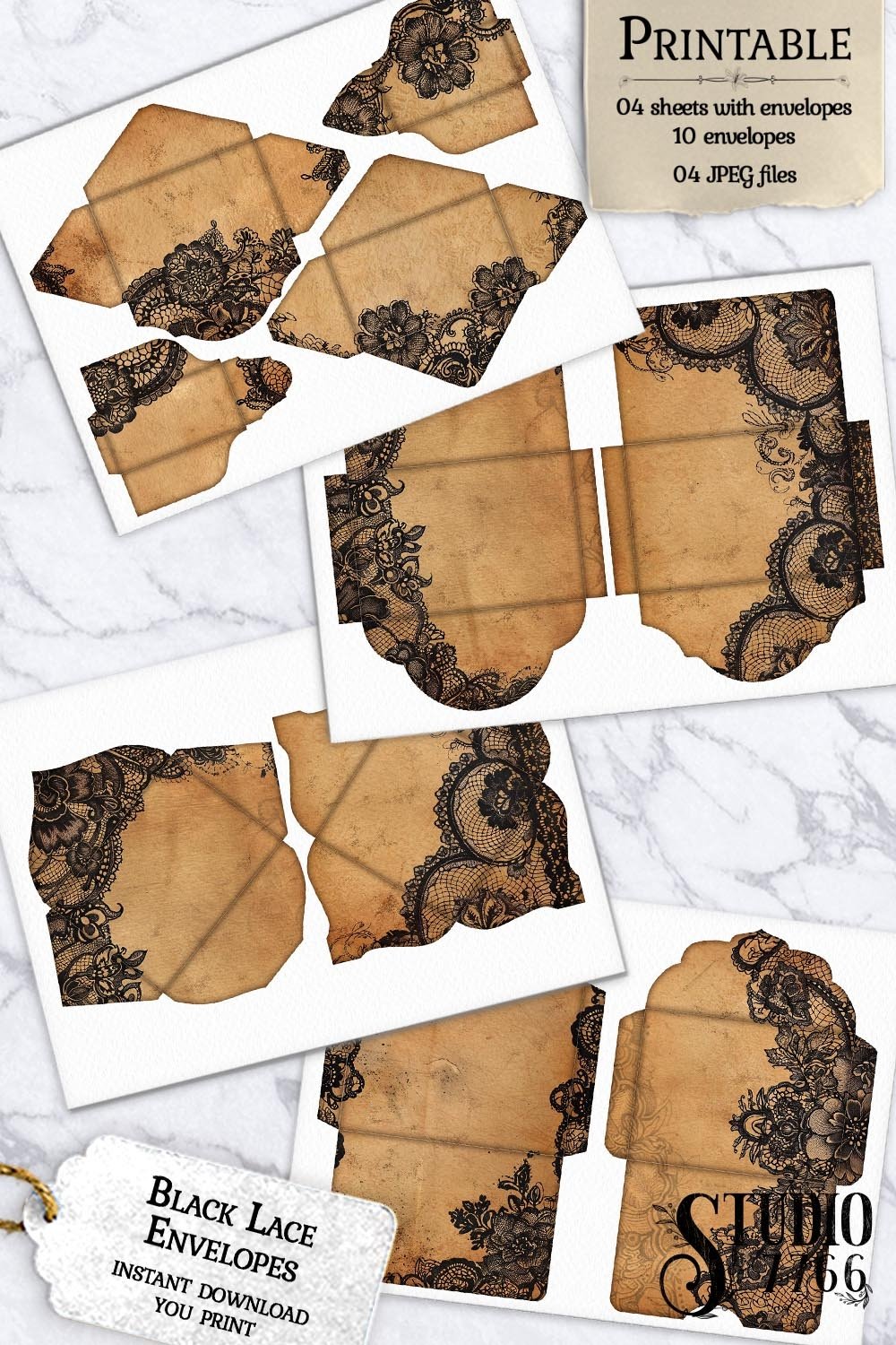 Black Lace Junk Journal Envelopes