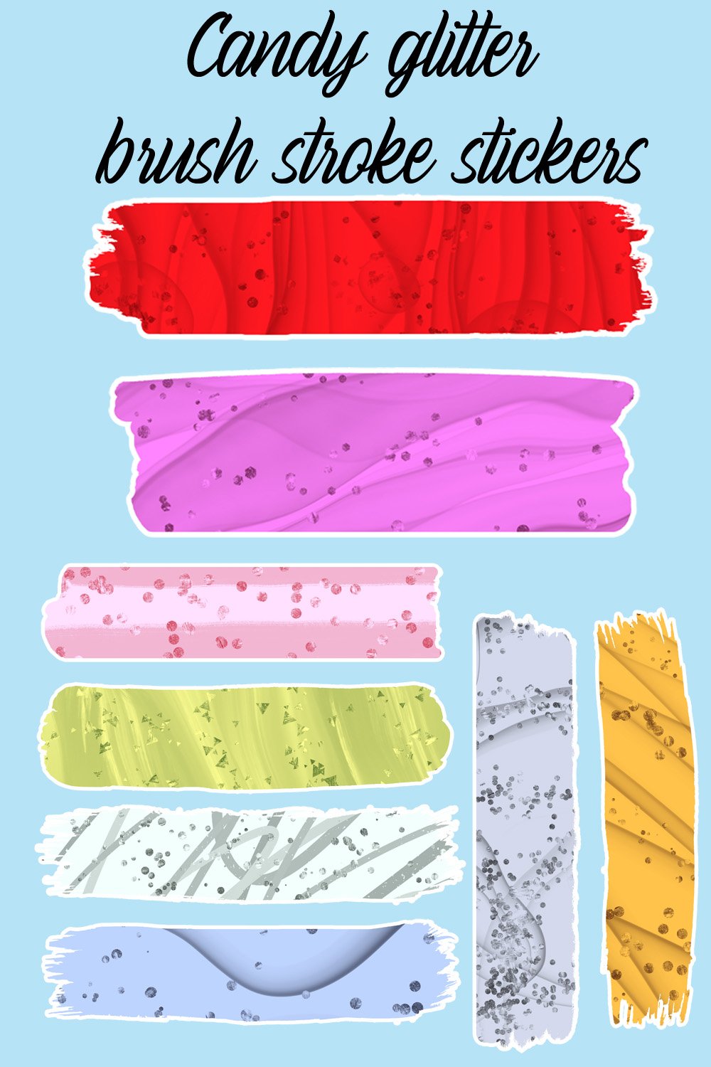 Candy glitter brush stroke stickers