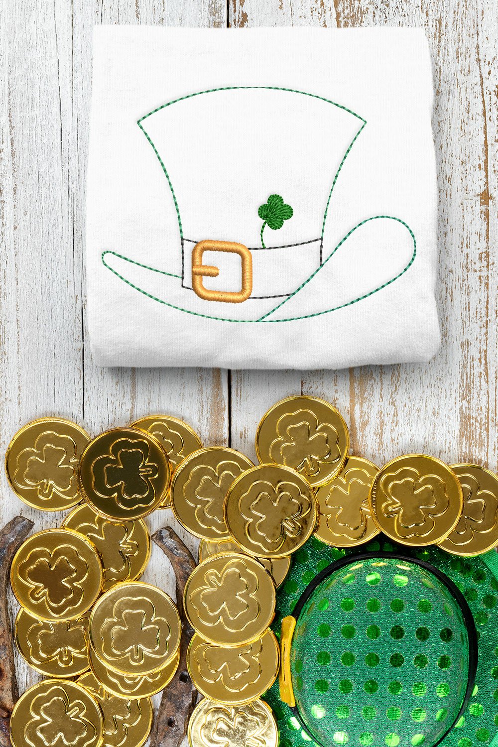 St Patrick's Day Leprechaun Hat Linework Embroidery
