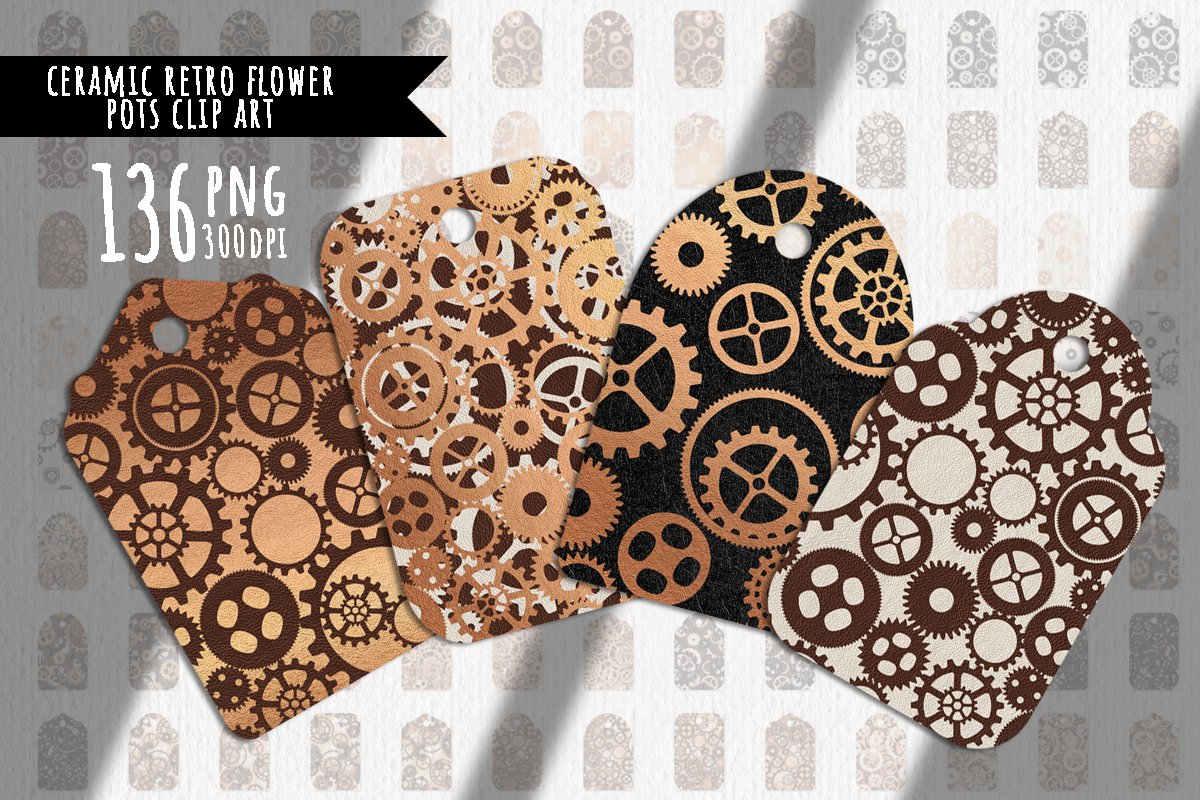 Steampunk leather tags. Scrapbook vintage embellishments